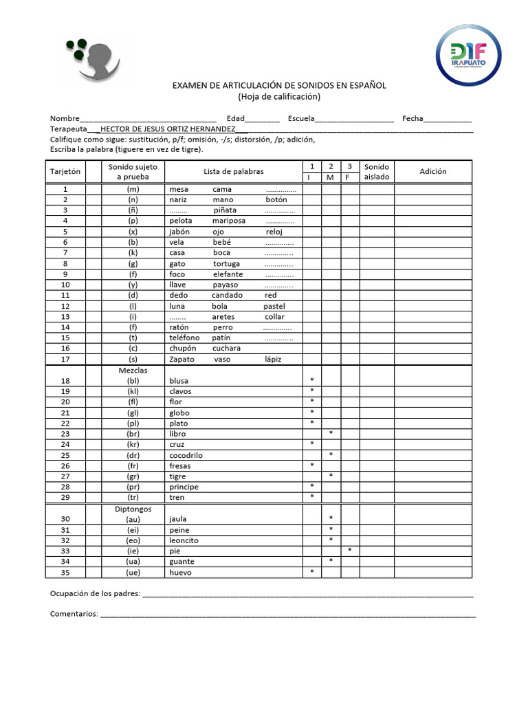 Examen de Sonidos en Español | PDF