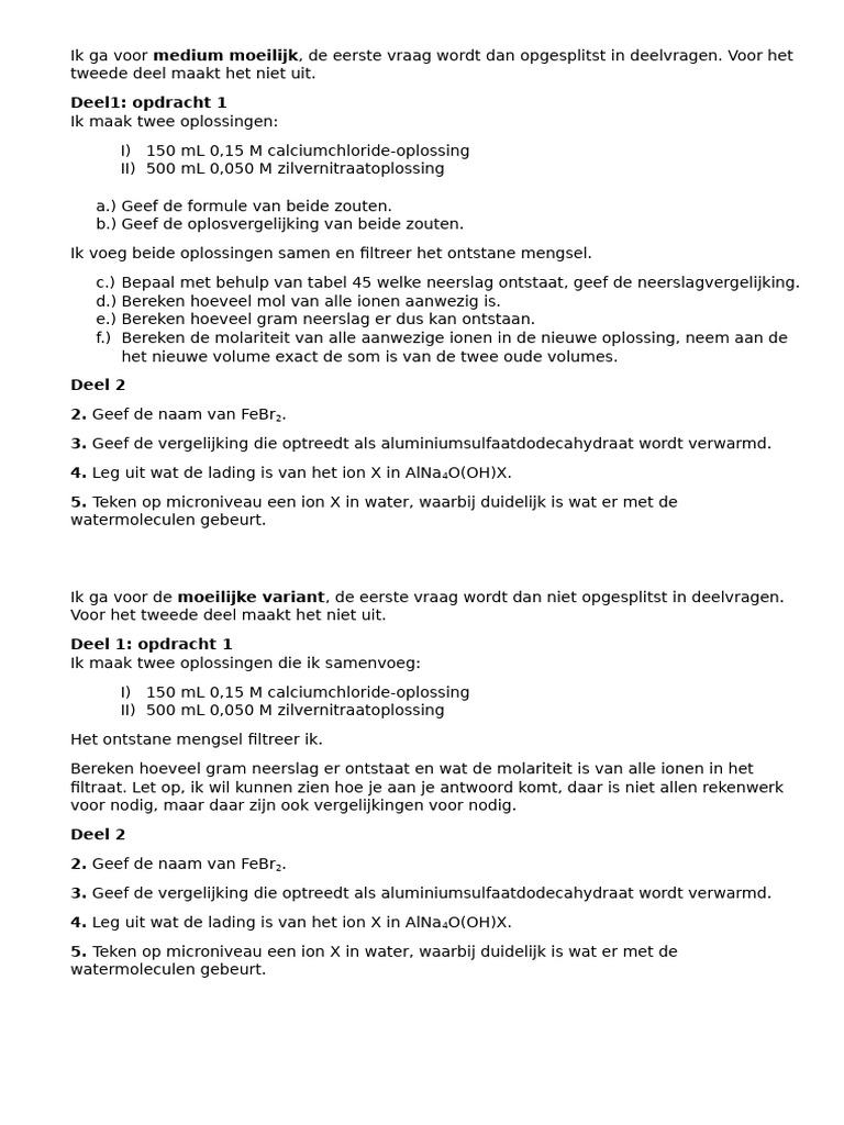 Herhalingsopdrachtje Zouten Uitw | PDF