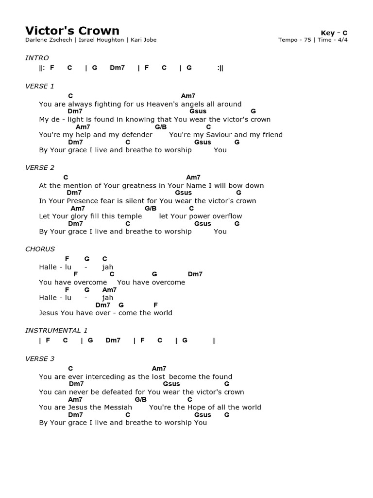Victors Crown Key C Chords | PDF