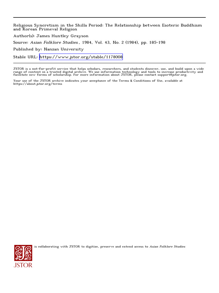 Grayson Religious Syncretism Shilla 1984 | PDF | Vajrayana | Bodhisattva