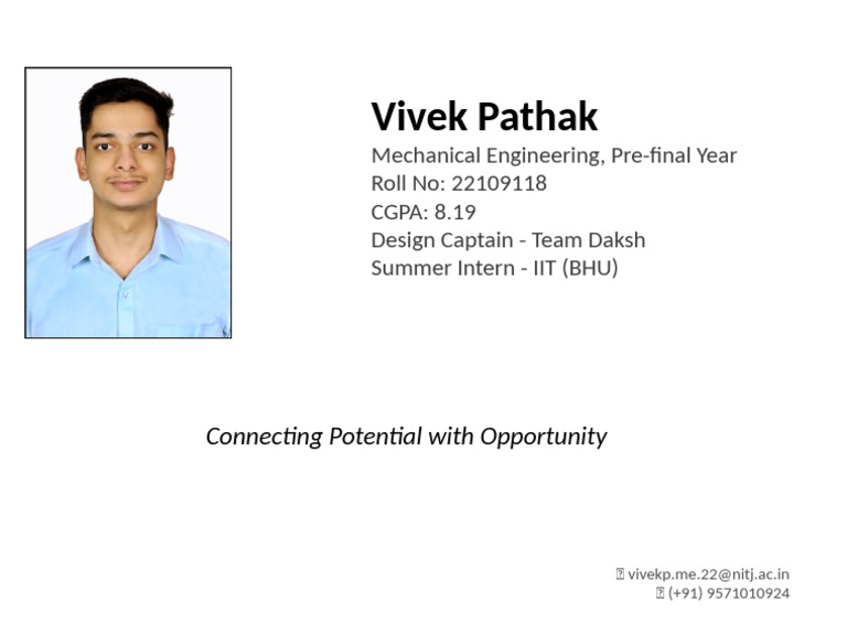 Vivek Pathak Intro PPT Corrected | PDF