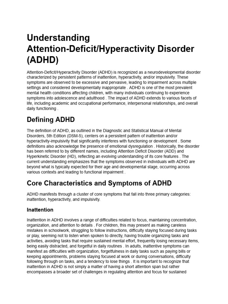 ADHD - Definition, Symptoms, Treatment | PDF | Attention Deficit ...
