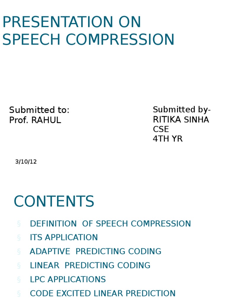 Speech Compression Techniques | PDF | Data Compression | Signal Processing