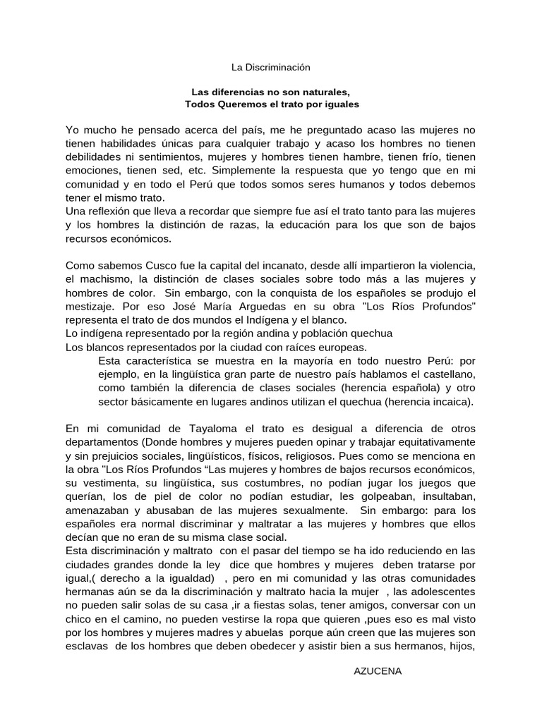 Ensayo Azucena) | PDF