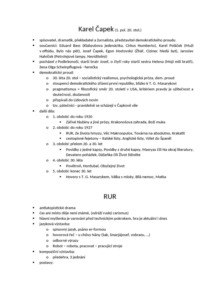 Karel Čapek RUR | PDF