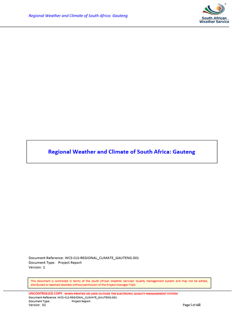 Regional Weather and Climate - Gauteng - 16042021150251 | PDF | Rain ...