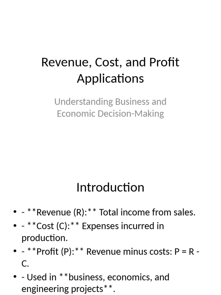 Revenue Cost Profit Applications Updated | PDF | Pricing | Economies