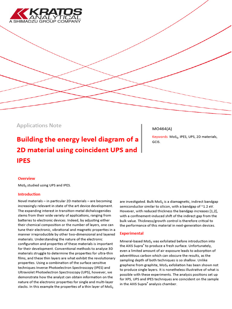 MoS2 Band Gap via UPS and IPES | PDF | X Ray Photoelectron Spectroscopy ...