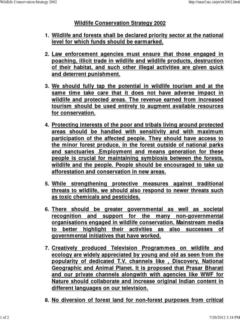 WILDLIFE CONSERVATION STRATEGY 2002 | PDF | Conservation Biology | Wildlife