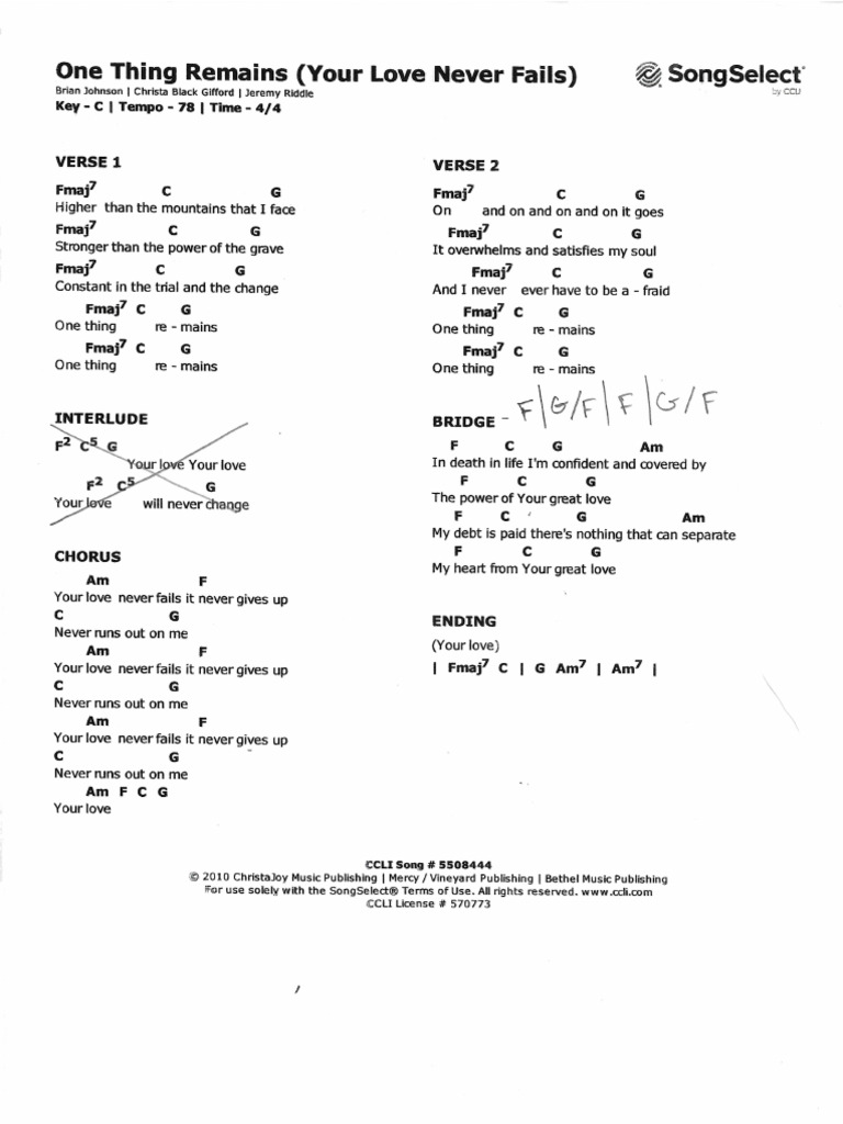 One Thing Remains Chords C | PDF