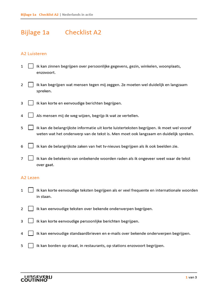 Bijlage 1a Checklist A2 | PDF