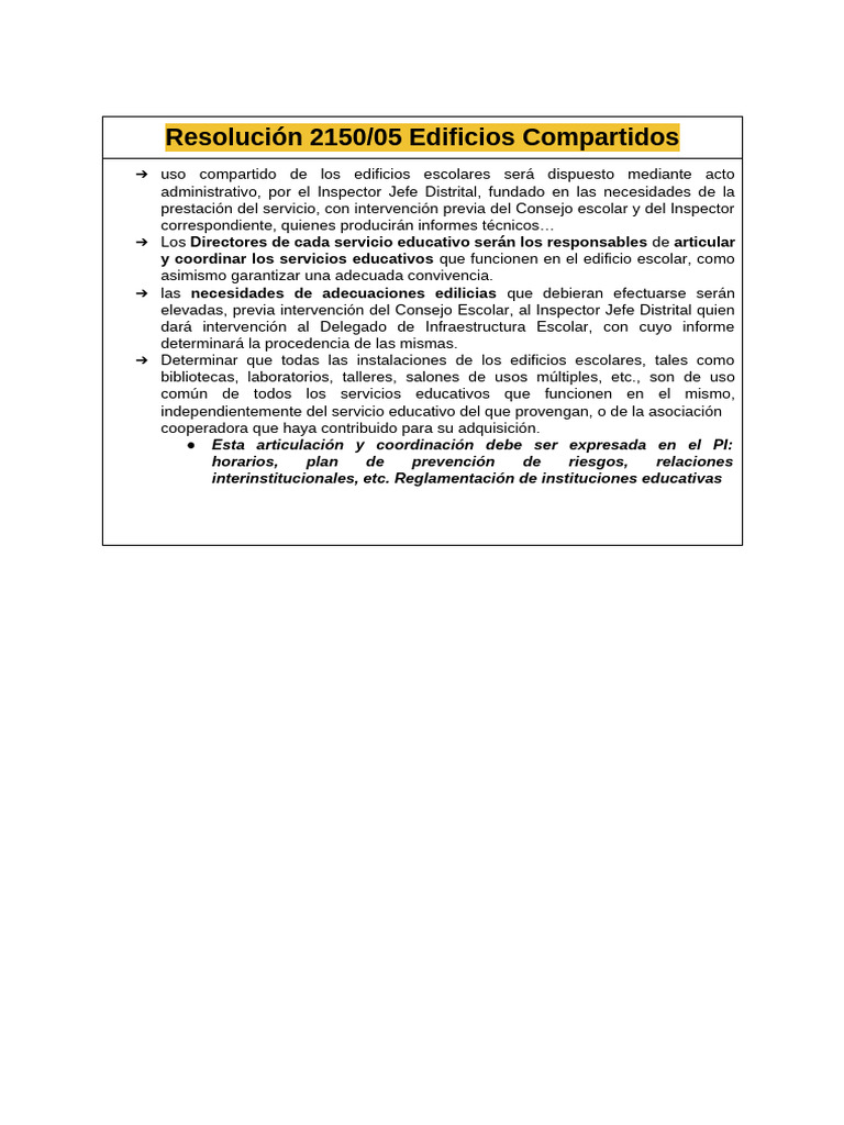 Resolución 2150/05: Uso Compartido Edificios | PDF