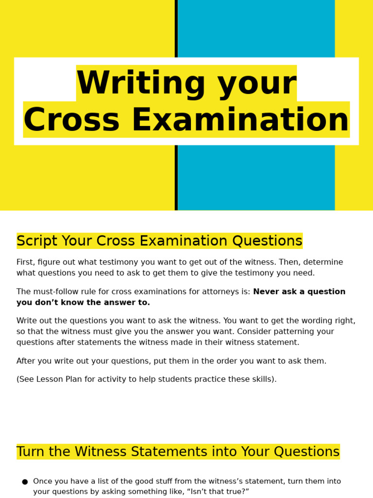 Writing-Cross-Examination-Questions-PowerPoint-2-926 (1) | PDF ...