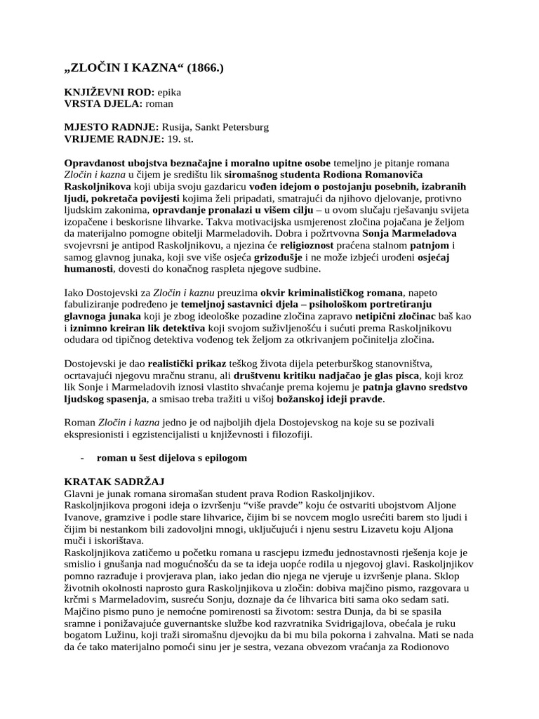 Zločin i Kazna_sadrzaj | PDF