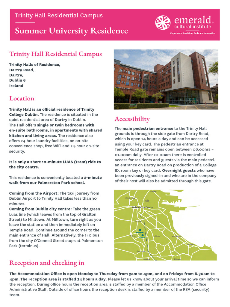 Trinity Hall Summer University Residence | PDF | Cafeteria | Dublin