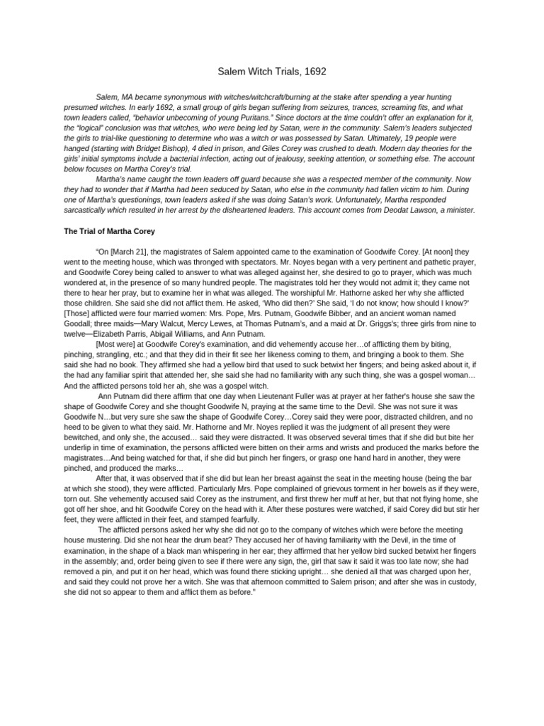 Cópia de Salem - Witch - Trials - Martha - Corey - Analysis | PDF ...