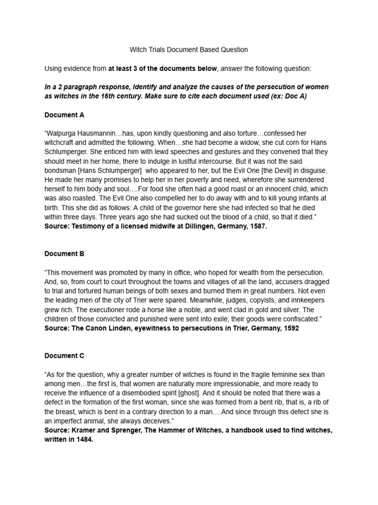 Cópia de Witch - Trials - Document - Based - Question-2 | PDF ...