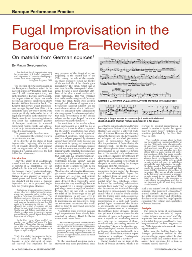 Fugal Improvisation in The Baroque Era Revisited | PDF | Johann ...