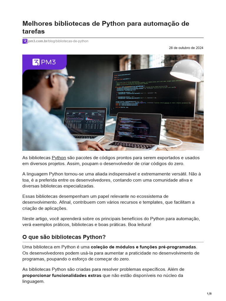 Melhores Bibliotecas de Python para Automação de Tarefas | PDF | Python ...