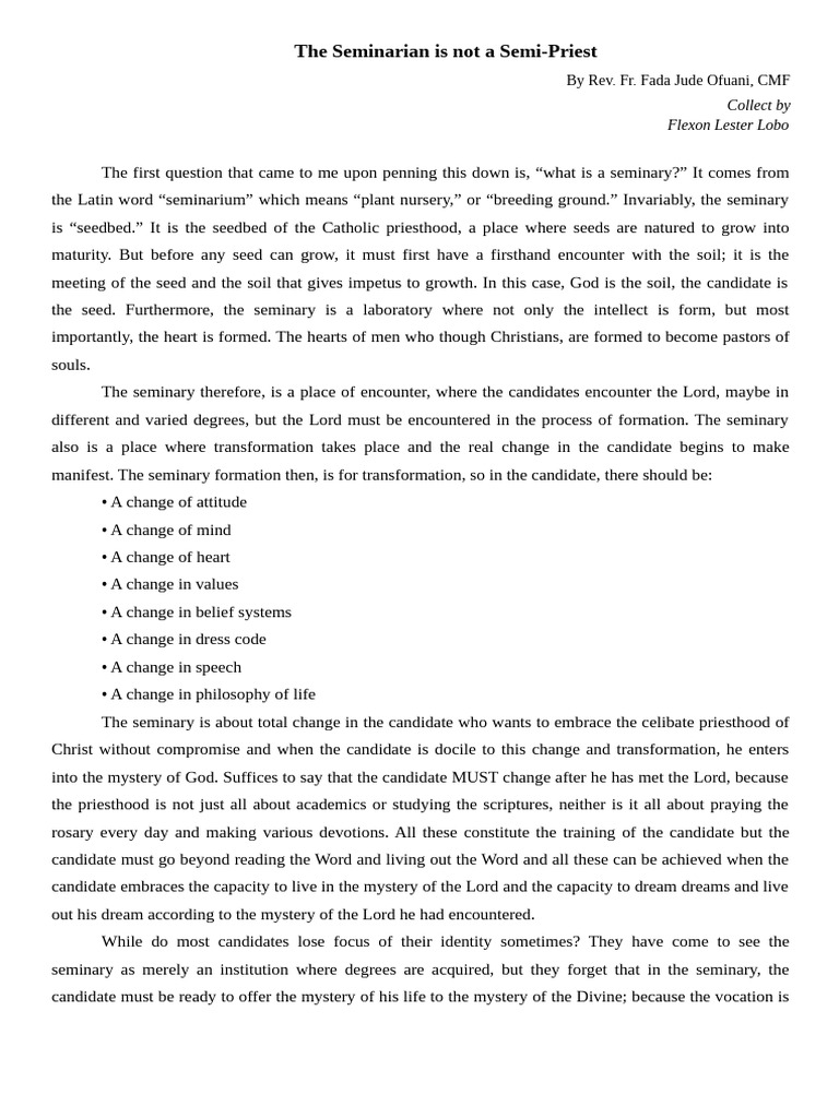 Cosmopolitan Article - Flexon | PDF | Seminary | Priest