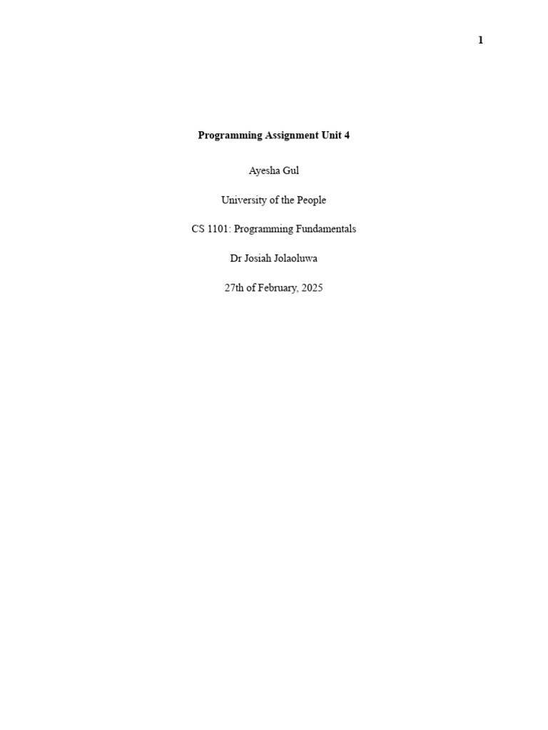 Programming Assignment Unit 4-1 | PDF | Computer Programming | Password Programming Assignment Unit 4-1 | PDF | Computer Programming | Password