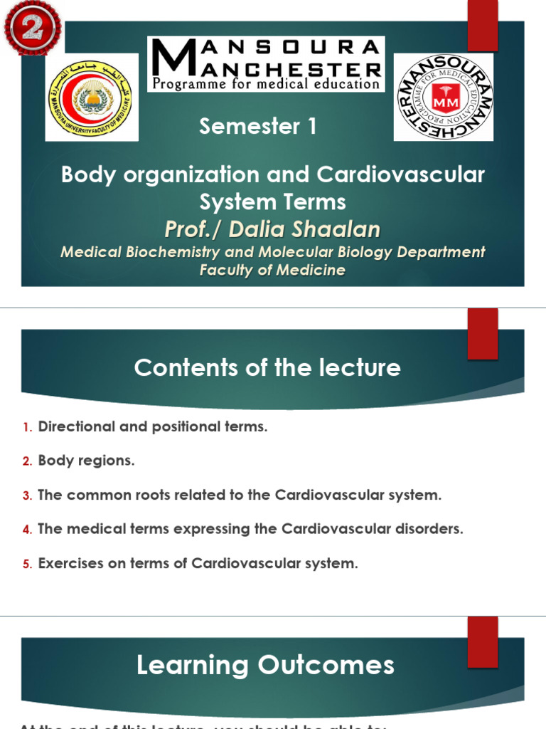 Manchester Medical Terminology Lecture 2 Handout - 241002 - 102240 | PDF | Anatomical Terms Of ...
