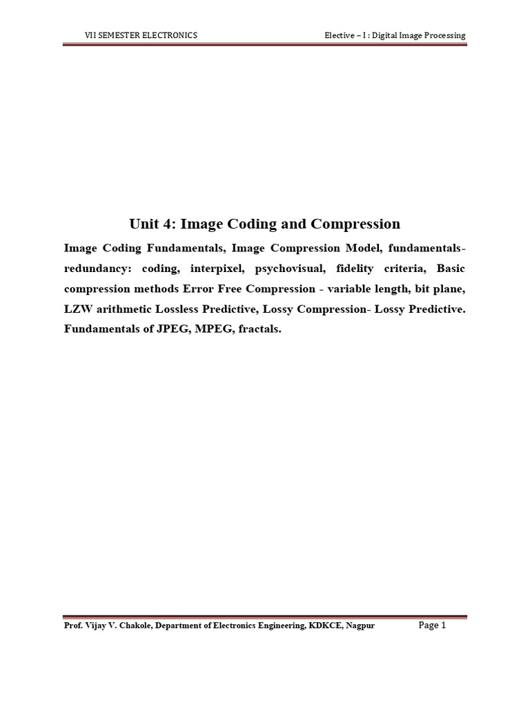 DIP Unit 4 Image Compression | PDF | Data Compression | Code