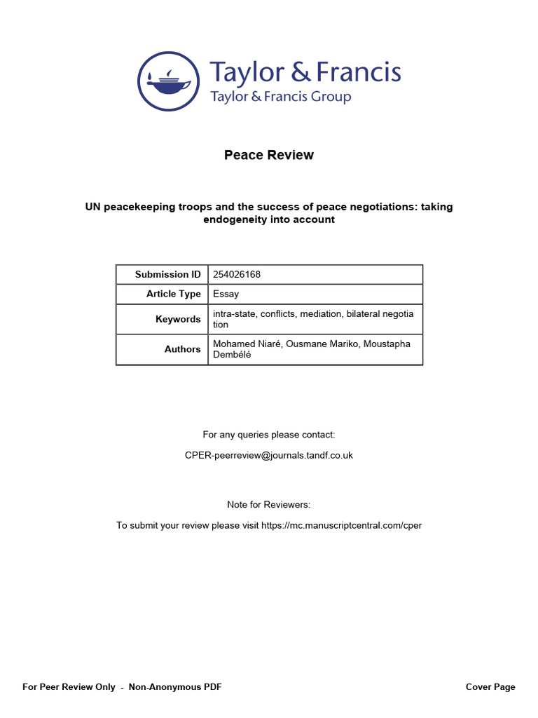 UN Peacekeeping and Mediation Success | PDF | Peacekeeping | Negotiation