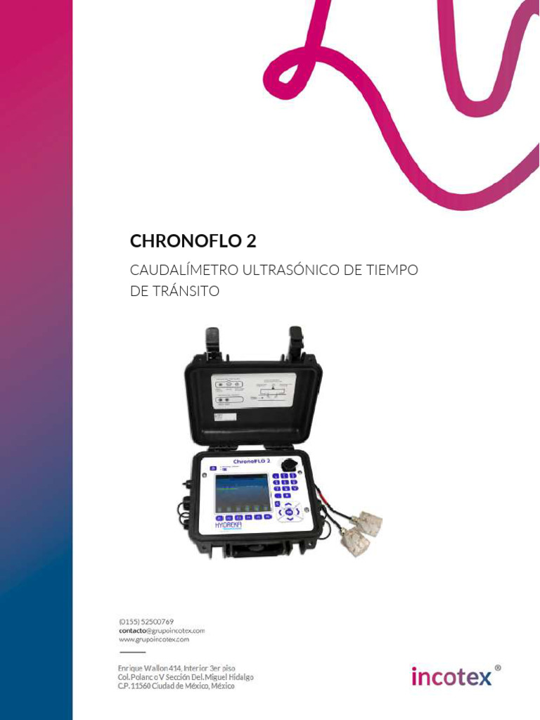 Ficha Técnica Incotex ChronoFLO 2 | PDF | Medición de flujo | Ultrasonido