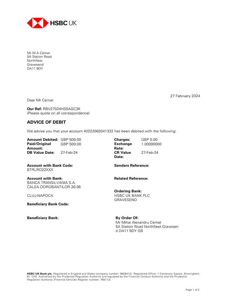 2024-02-27 - Debit Advice | PDF