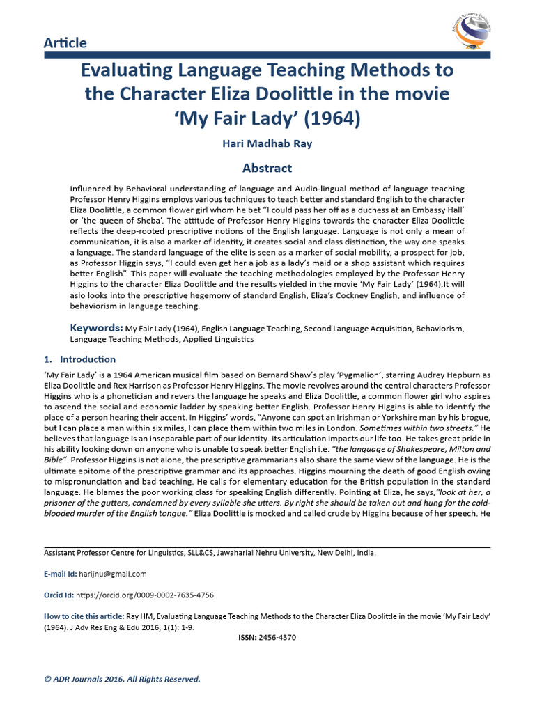 Evaluating Language Teaching Methods To | PDF | Pygmalion (Play ...