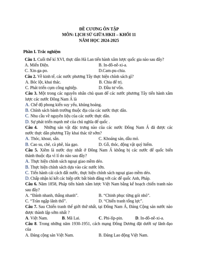 De Cuong on Tap Giua Hoc Ki II - Khoi 11 (Hs) (1) | PDF