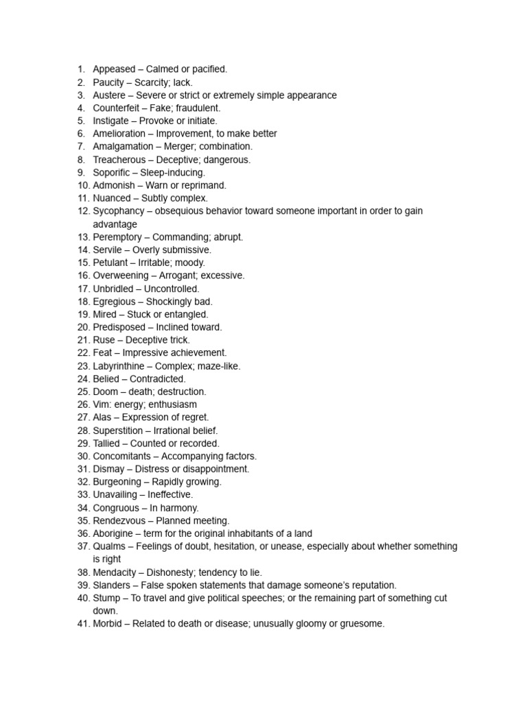 SAT Vocabulary List | PDF