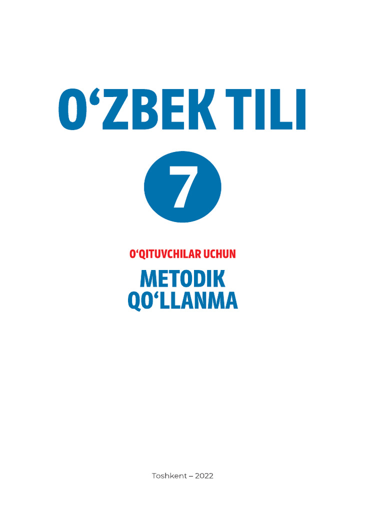 WWW - Idum.uz Ozbek Tili 7 Rus Metodika 2022 | PDF