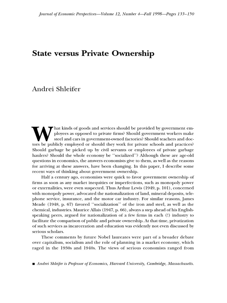 State Versus Private Ownership | PDF | School Voucher | Privatization