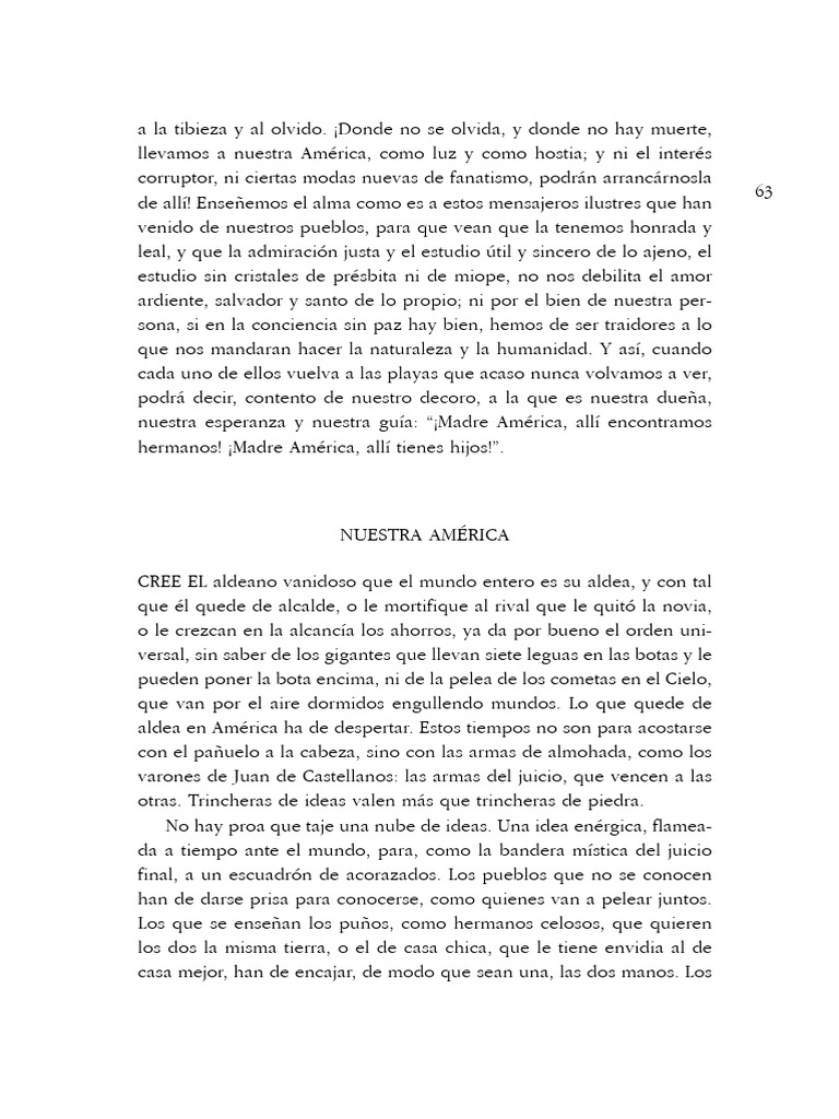 José Martí - Nuestra América | PDF