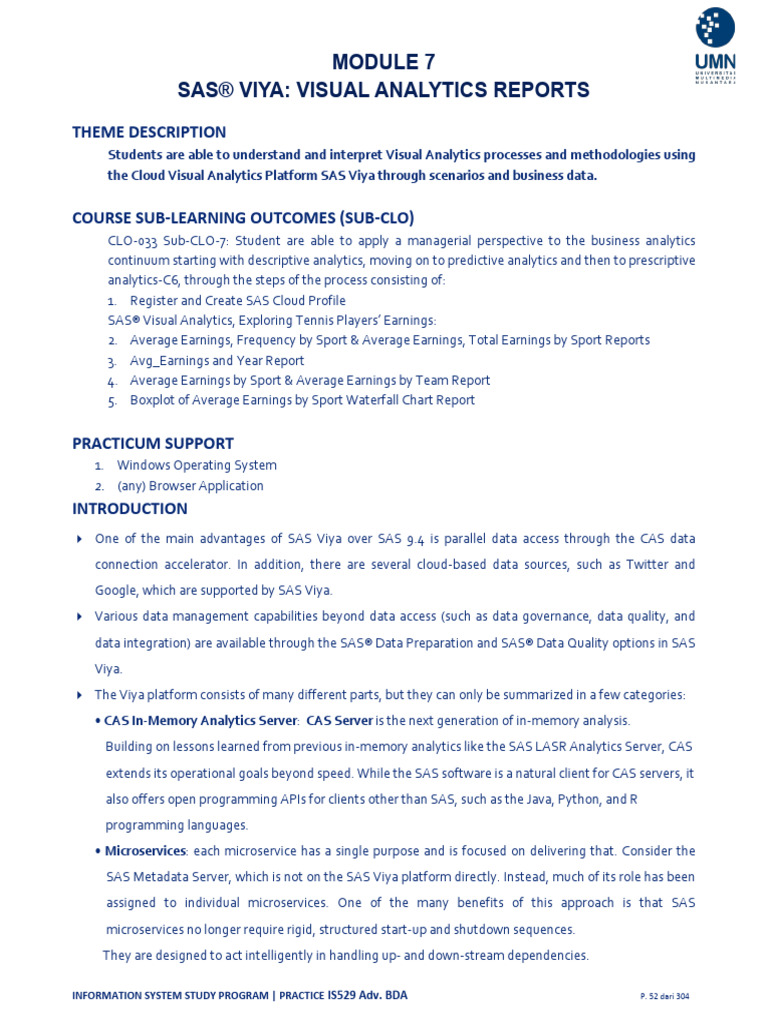 Materi-IS529L-M07 Adv - BDA SAS® Viya - Visual Analytics Reports-Gnp2024-2025 | PDF | Sas ...