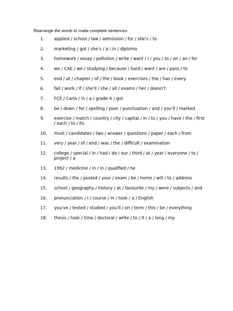 Mixed Sentences Worksheet | PDF