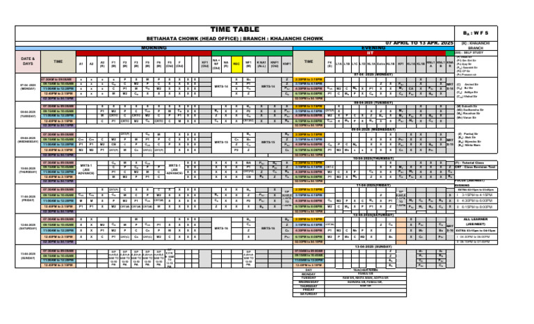 (Ho & Khajanchi)Morning to Evening Time Table Edit (2024-25)-32 | PDF