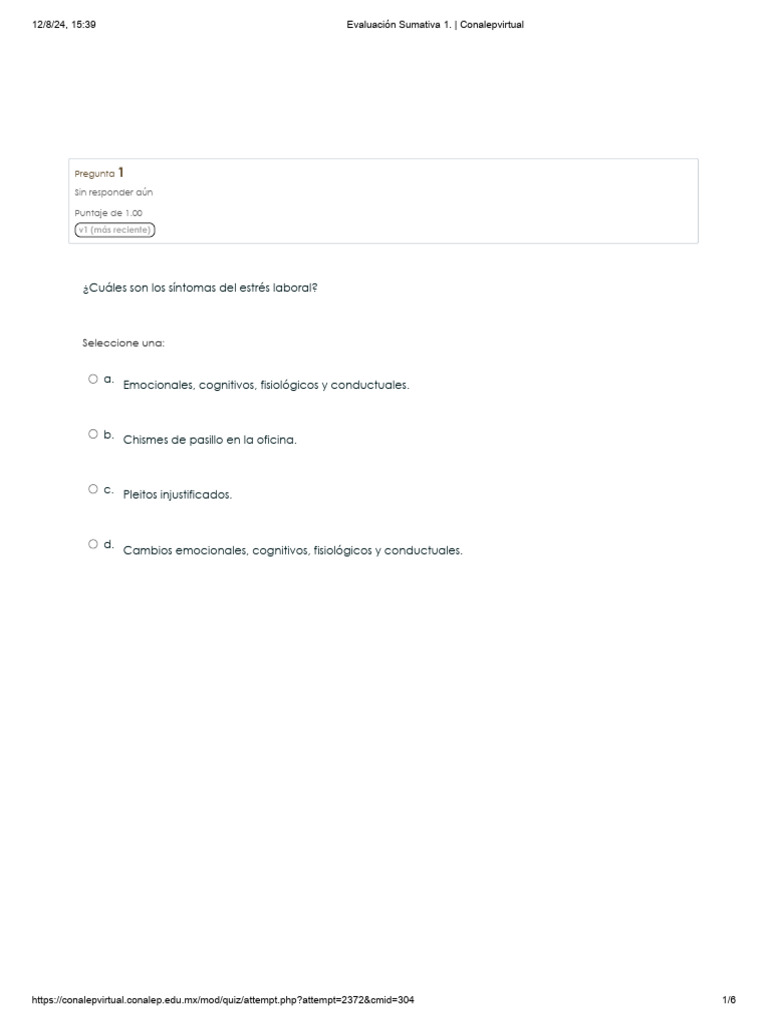 Evaluación Sumativa 1 | PDF | Estrés (biología) | Las emociones