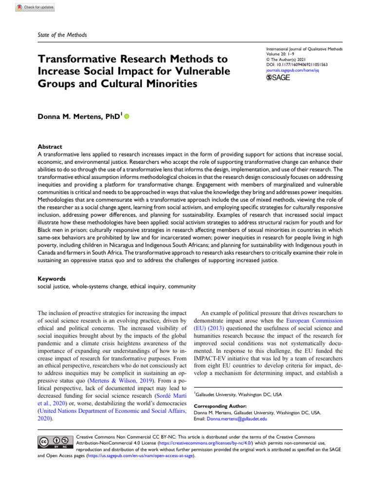Transformative Research for Social Justice | PDF | Methodology | Social ...