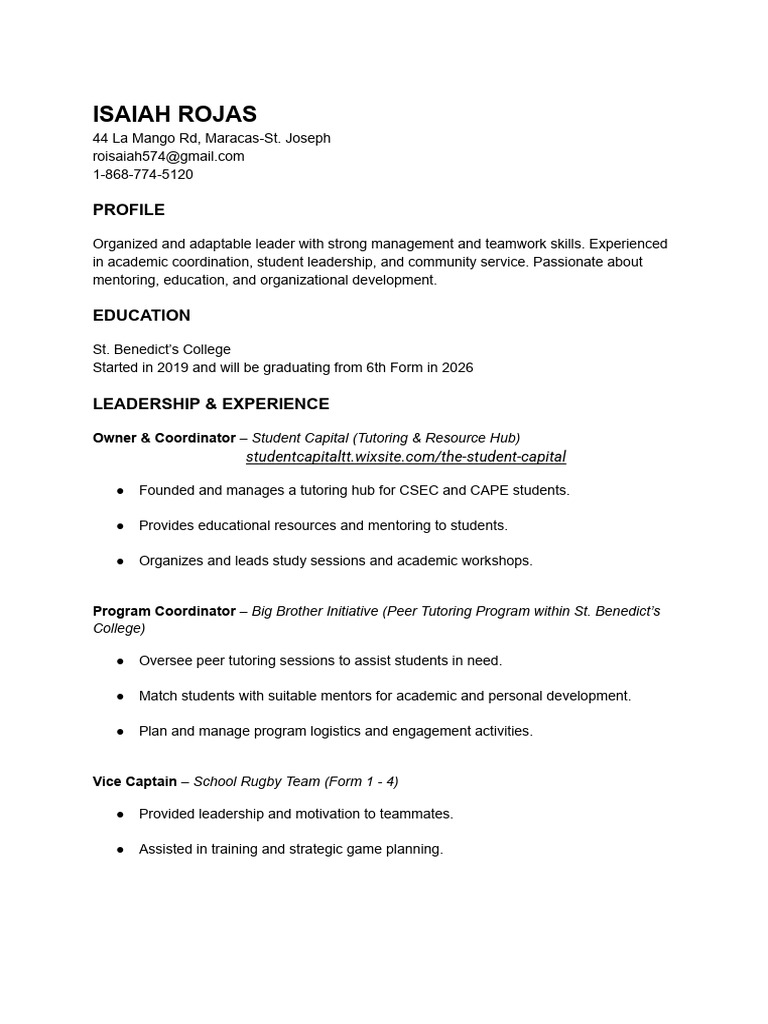 Isaiah Rojas Résumé | PDF