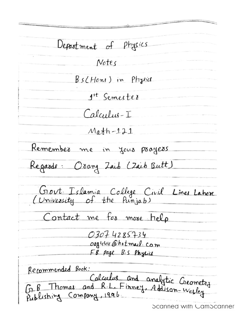 Calculus 1 Math 121 | PDF