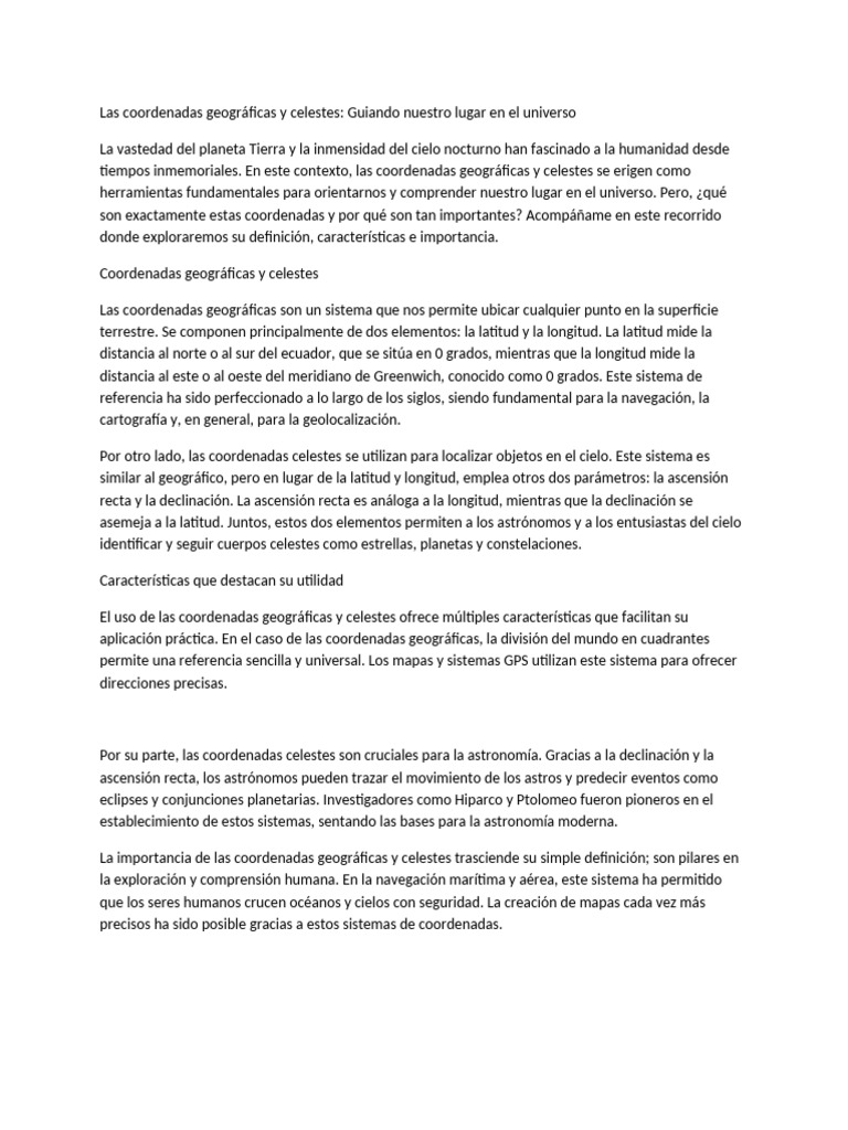 Las Coordenadas Geograficas y Celestes Guia | PDF | Longitud | Latitud