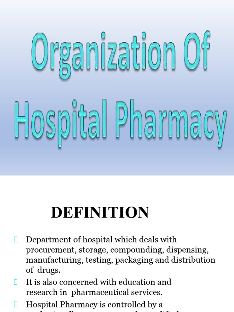 Overview of Hospital Pharmacy Functions | PDF | Pharmacy | Medical ...
