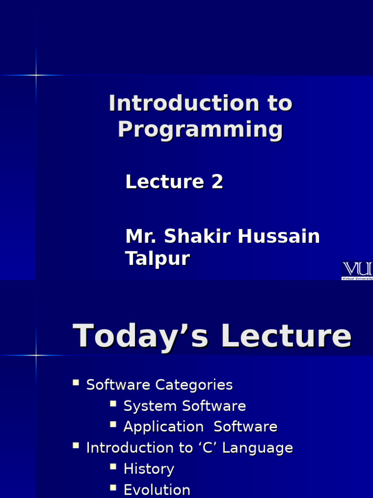 Introduction To Programming - CS201 Power Point Slides Lecture 02 | PDF