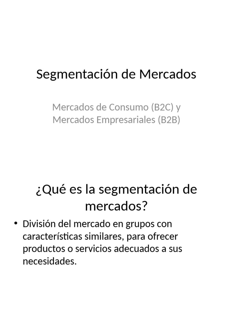 Segmentacion Mercados B2C B2B Conceptos | PDF