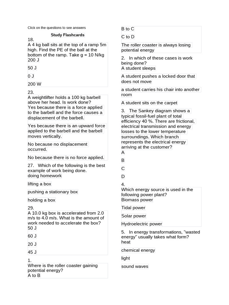 Physics Quizizz Answer | PDF | Potential Energy | Physics