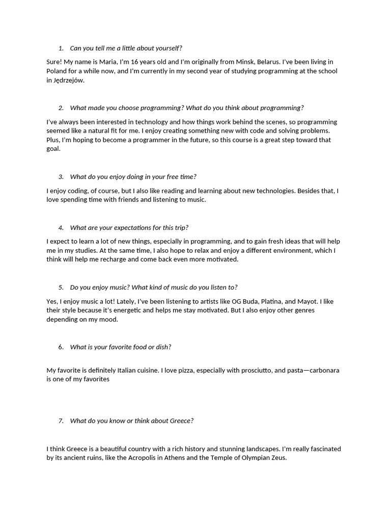 Can You Tell Me A Little About Yourself | PDF