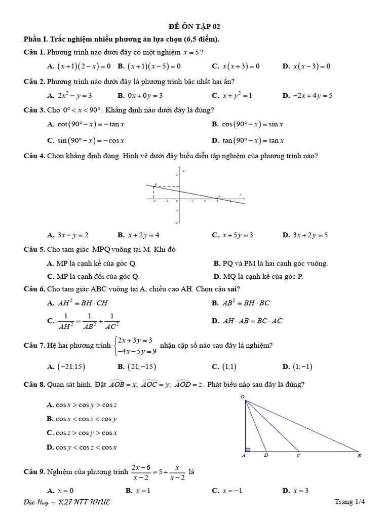 ĐỀ ÔN TẬP 02 gk1 toán 9 | PDF